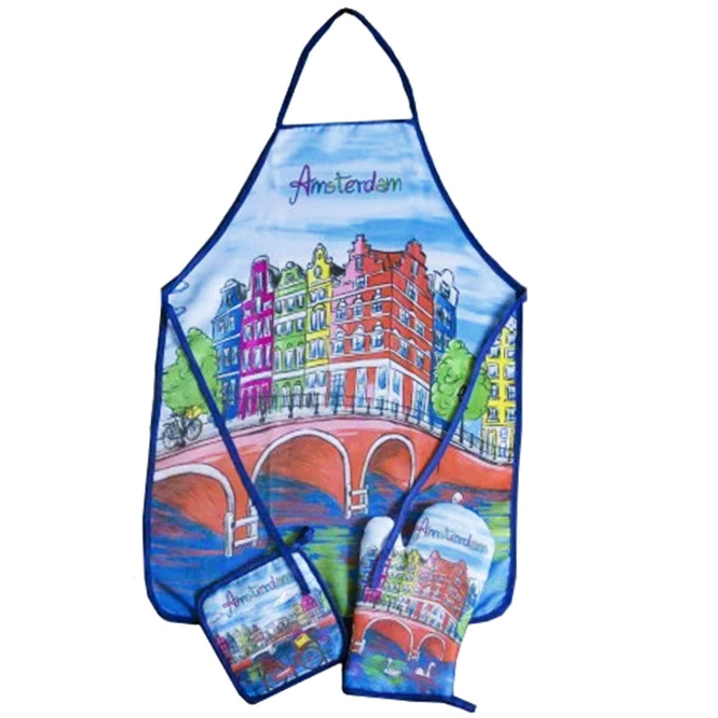 3-Piece Kitchen Set - Amsterdam Canals - Aprons • Souvenirs from Holland
