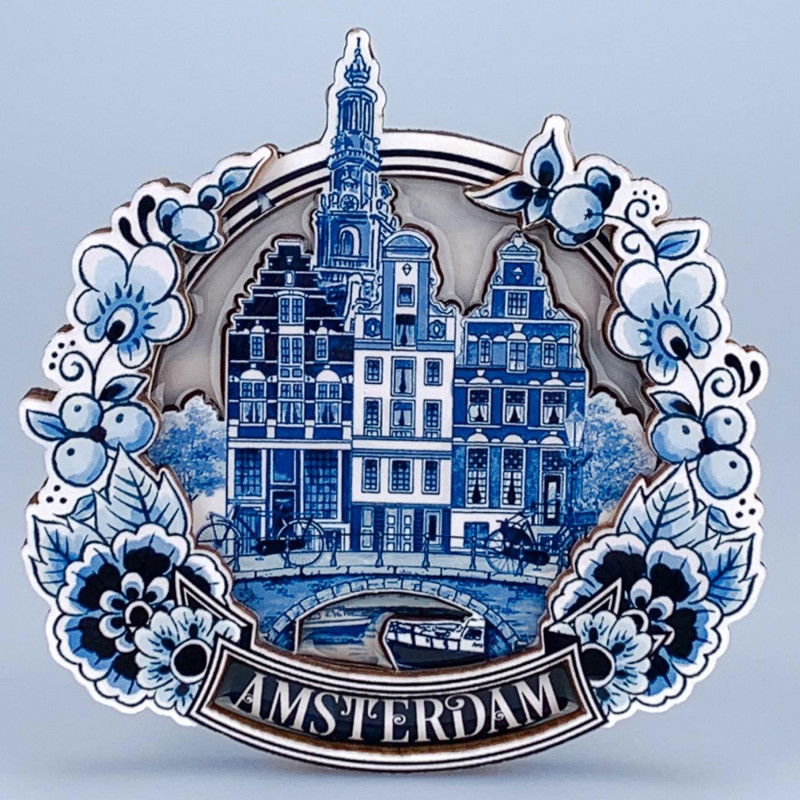 Amsterdam city scene 2D magnet - Magnets • Souvenirs from Holland
