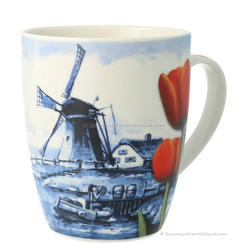 Mok DB Molen Rode Tulp 300ml - Mokken Bekers • Souvenirs from Holland