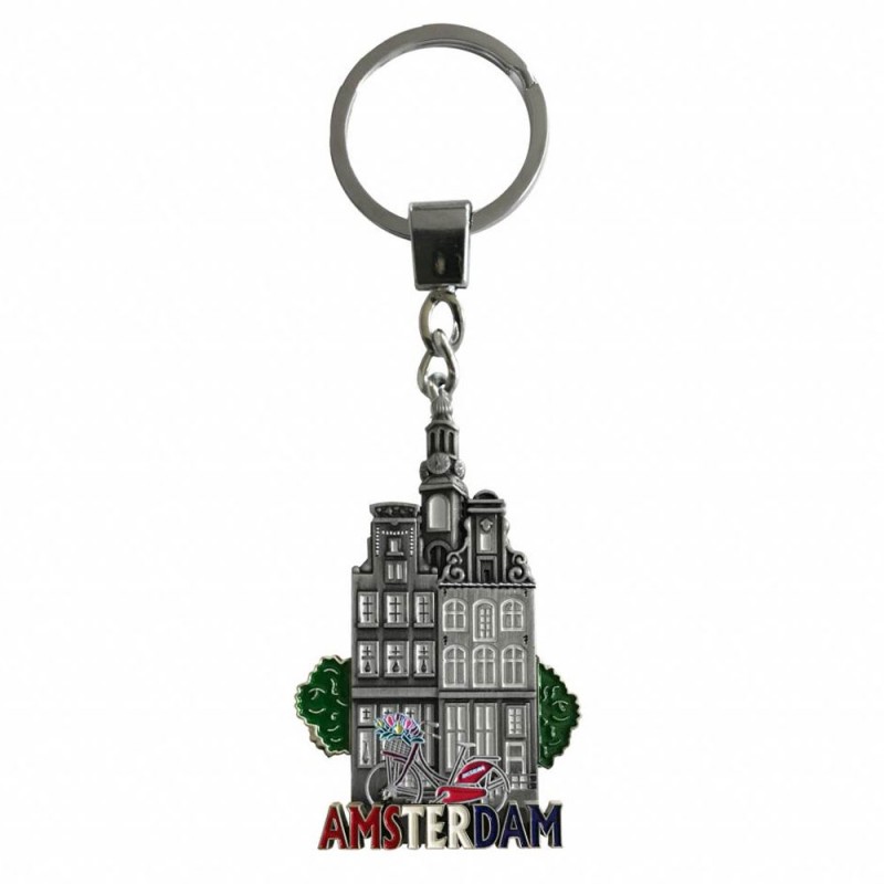 Amsterdam Canal Houses Bike - Keychain - Keychains • Souvenirs from Holland