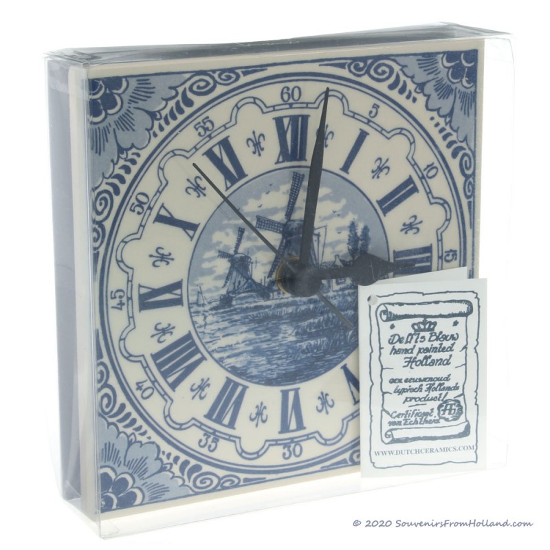 Tile Clock 15cm v2 - Delft Blue - Clocks • Souvenirs from Holland