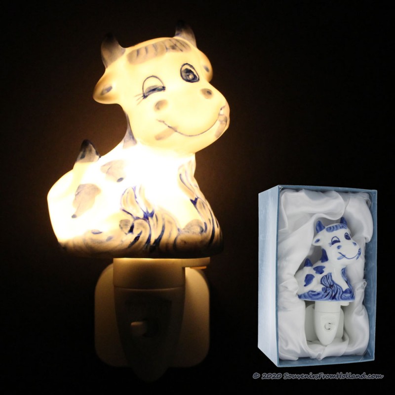 Happy Cow Night Wall Light - Delft Blue - • Souvenirs from Holland