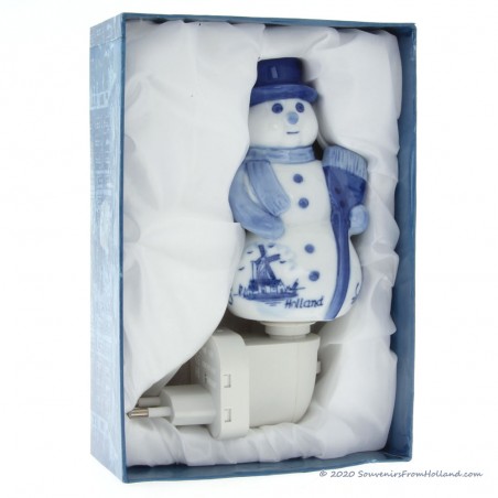 Snowman Night Wall Light - Delft Blue - • Souvenirs from Holland