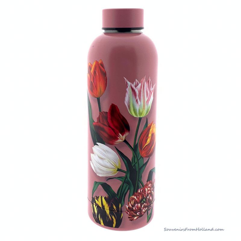 Waterbottle RVS Pink Tulips - Waterbottles • Souvenirs from Holland