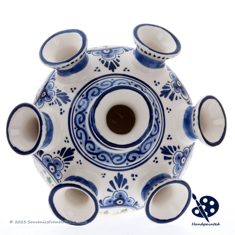 Round Tulipvase Double Tulips - Handpainted Delft Blue - Flower Vases ...