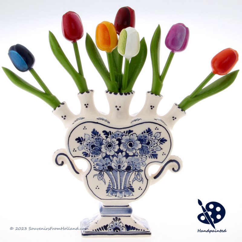 Tulipvase Flat Flower basket 17cm - Handpainted Delftware - Vases ...