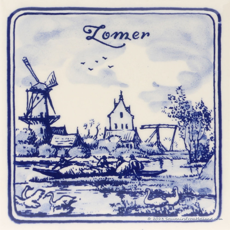 4 x Seizoenen - Delfts Blauwe Tegel 10,7x10,7cm - • Souvenirs from Holland