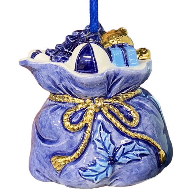Christmas bag with gifts Ornament Delft Blue with Gold - Hanging ...