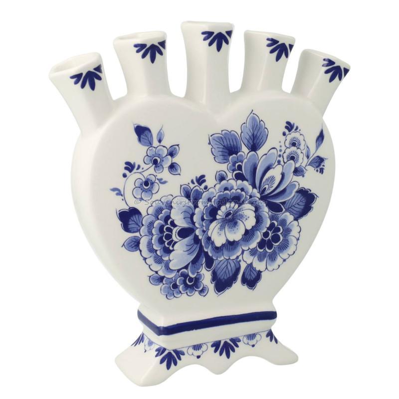 Windmill and Flowers Delft Blue - Heart Tulip Vase 16cm - Vases ...