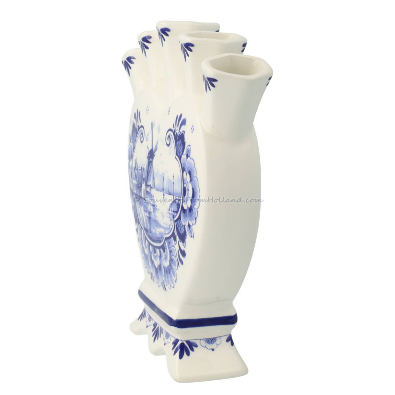 Windmill and Flowers Delft Blue - Heart Tulip Vase 16cm - Vases ...