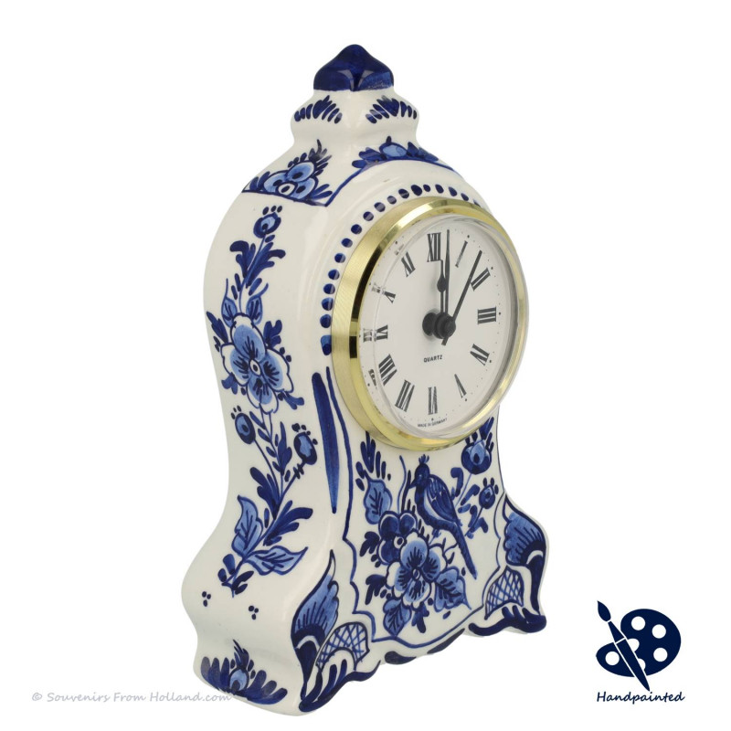 Standing Clock Flower Delft Blue 16cm - Clocks • Souvenirs from Holland