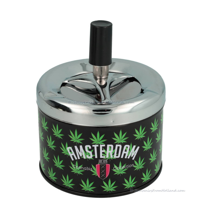 Cannabis push & turn Ashtray 9.5 cm - Ashtrays • Souvenirs from Holland